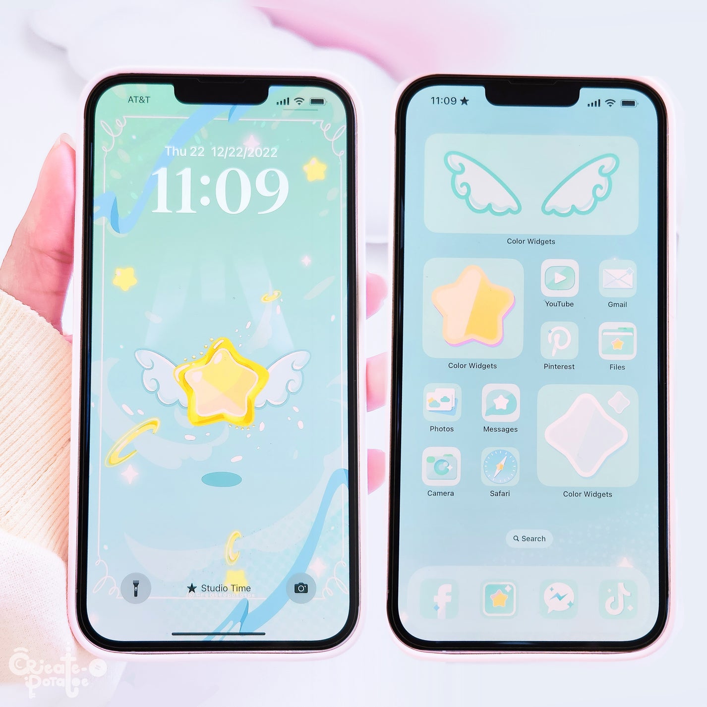 BlueGreen Magical Star Theme | Kawaii Magic Girl iOS, iPadOS, & androi ...