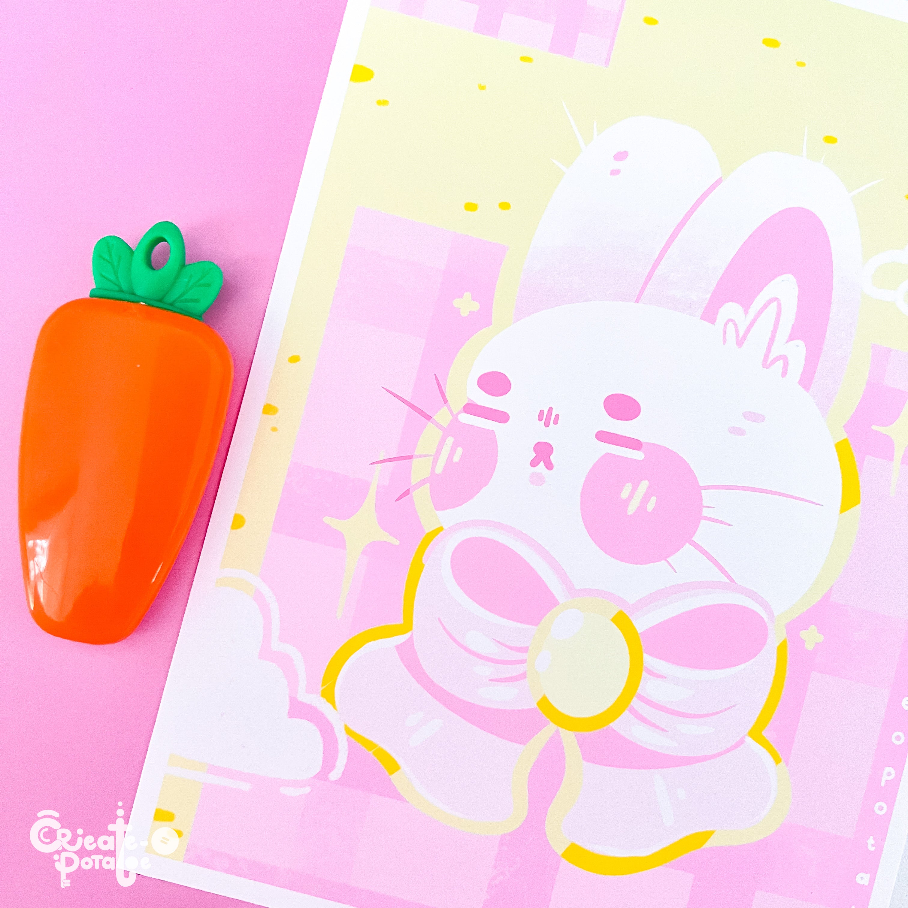 Mr. Bun Bun Art Print | Kawaii Bunny Office & Home Decor – Create-O Potatoe